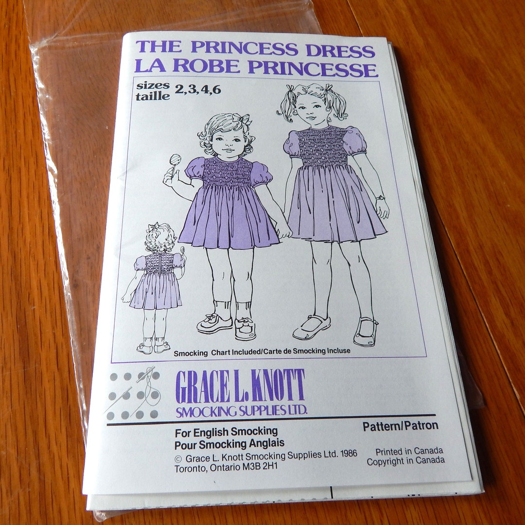 Girls 2-6 Smocked PRINCESS DRESS Pattern UNCUT Sizes 2,3,4,6 Grace L ...