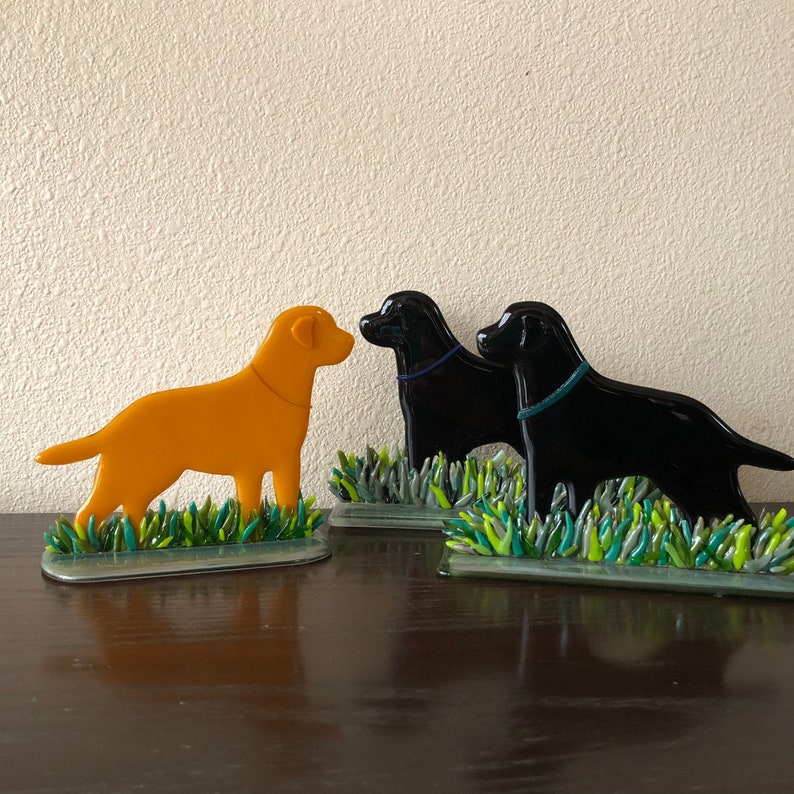 Yellow Labrador Statue, 7" X 6.5" Fused Glass Dog Art - Etsy