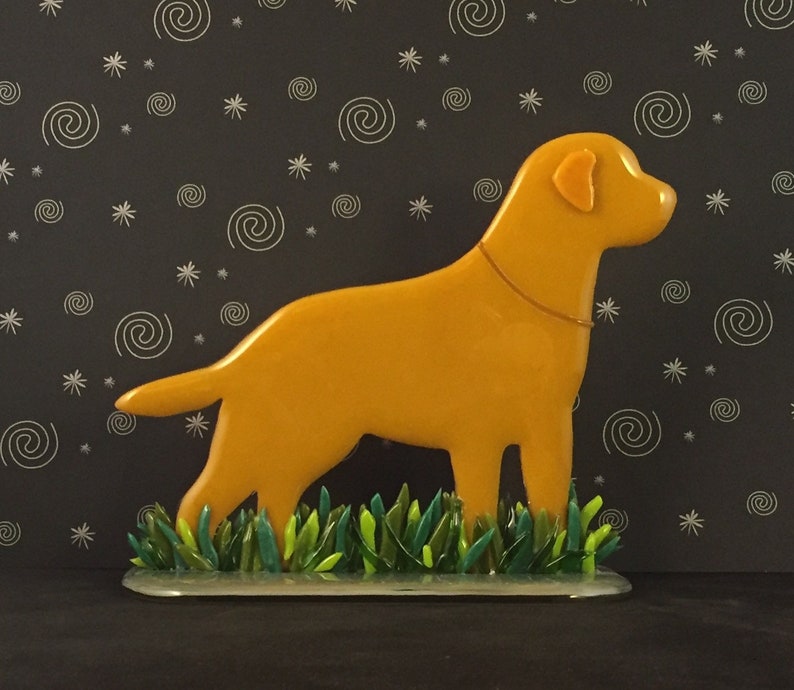 Yellow Labrador Statue, 7" X 6.5" Fused Glass Dog Art - Etsy