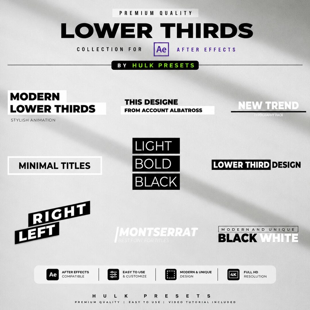 Modern Minimalist Lower Thirds Pack | After Effects Title Animations ...