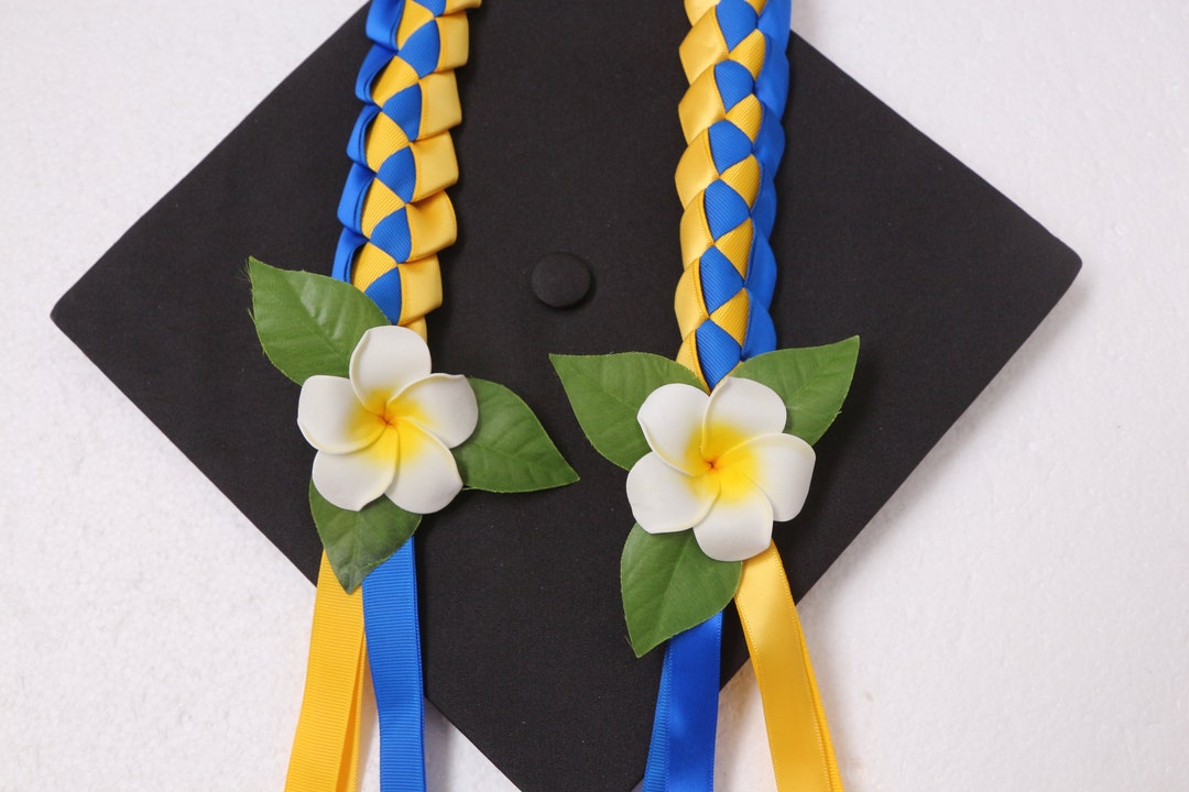 Long Braided Ribbon Lei Royal Blue and Yellow-gold - Etsy