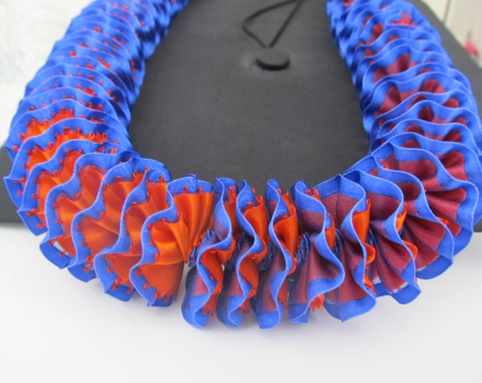 Hawaiian Ribbon Lei Royal Blue and Orange Picot Edge - Etsy