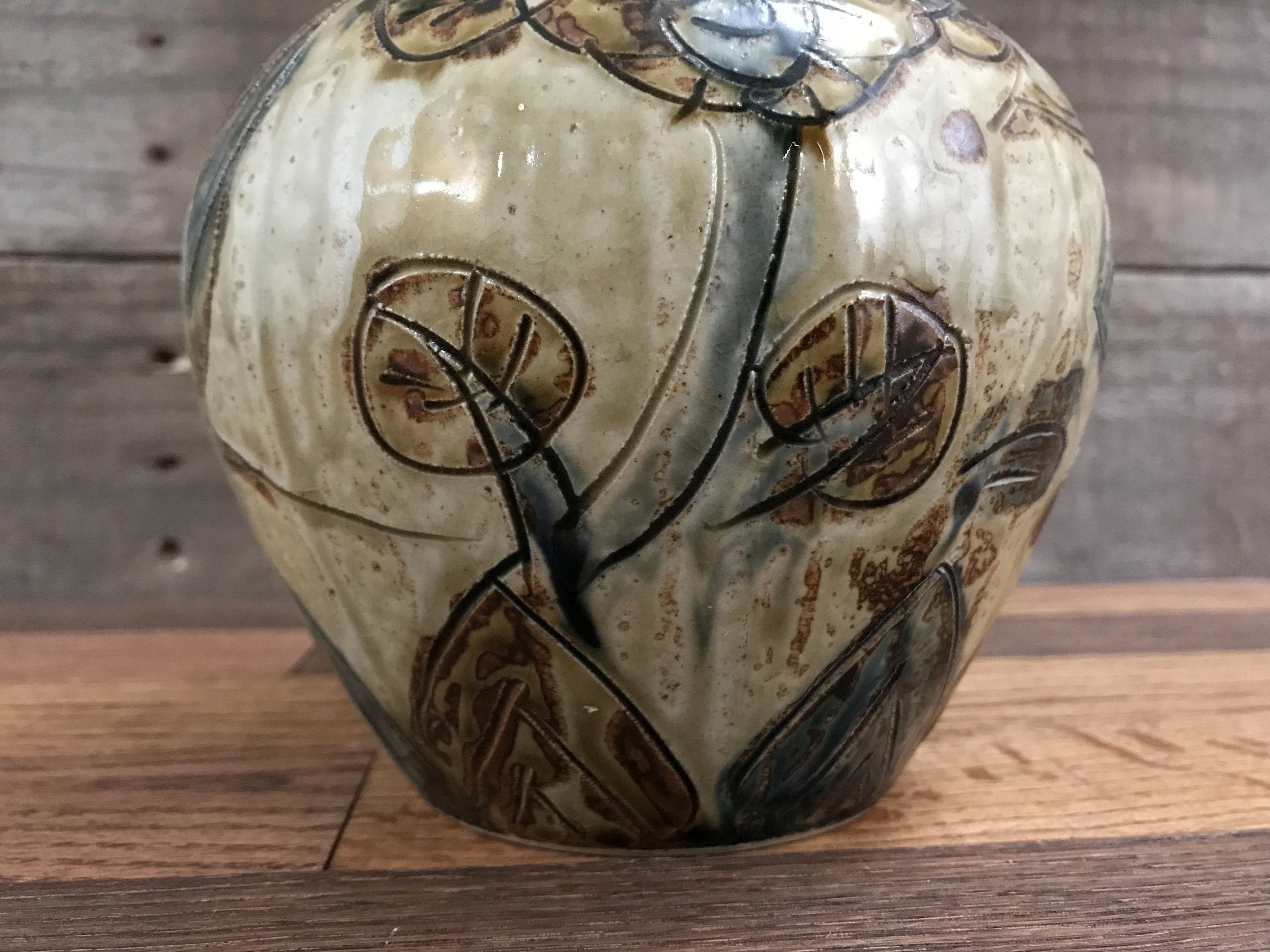 OMC Japan Carved Mingei Stoneware Vase Otagiri Fluted - Etsy