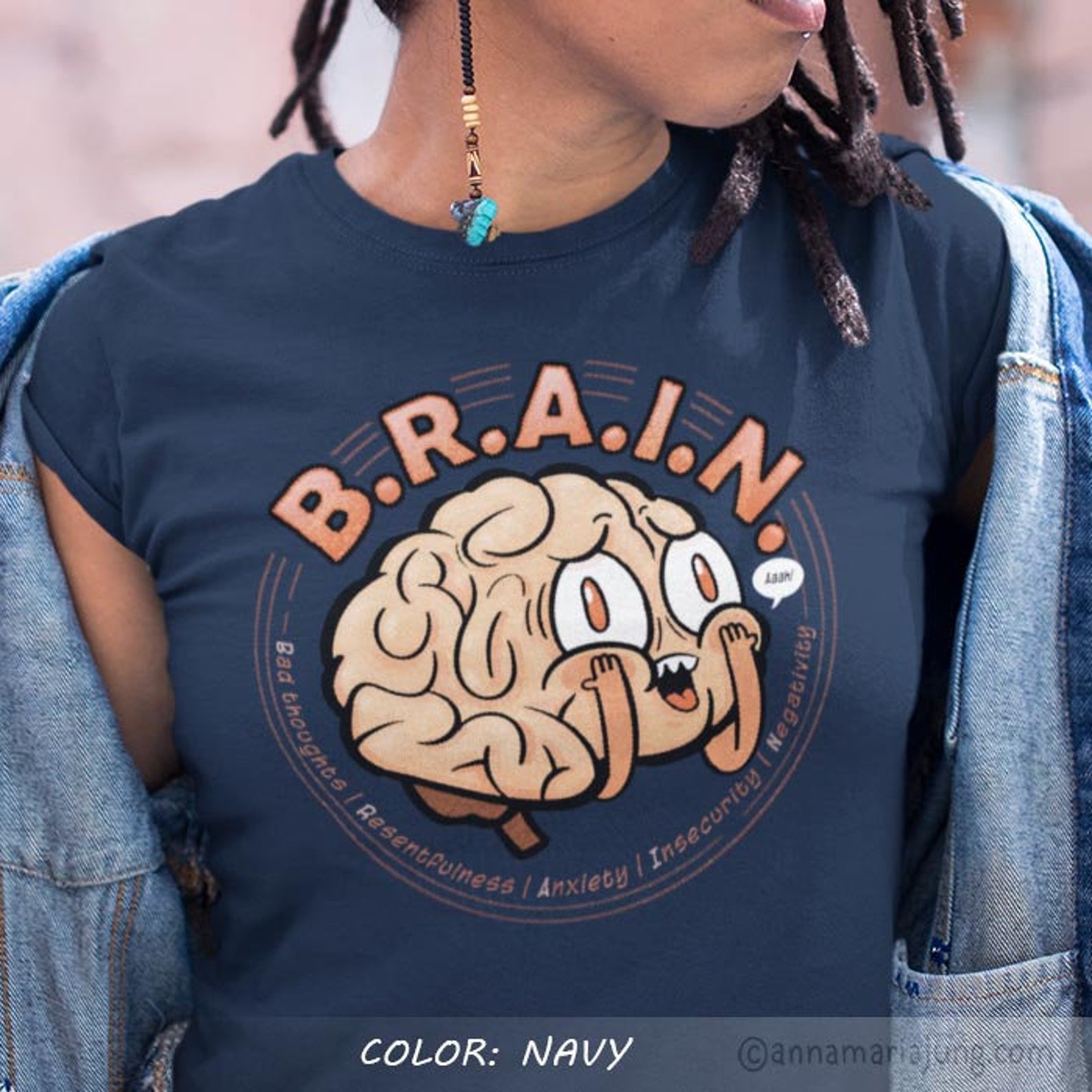 B.R.A.I.N. Fun Anxiety Shirt, Cute Shirt about Brain, psychology shirt ...