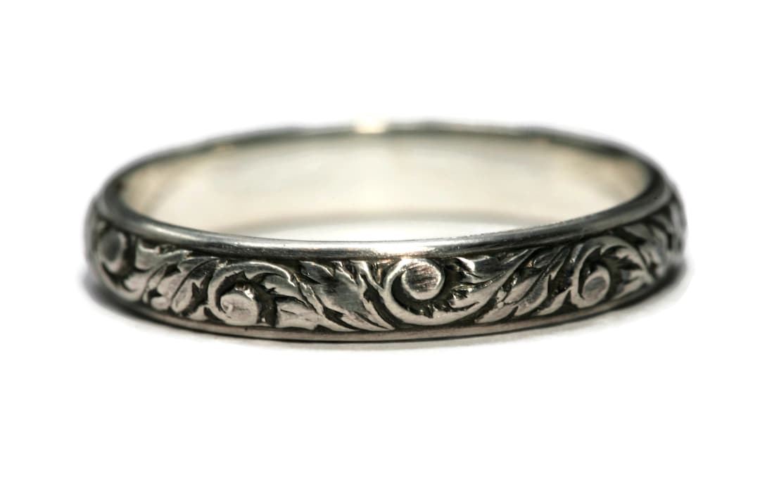 925 Sterling Silver Vine Pattern Band - Etsy