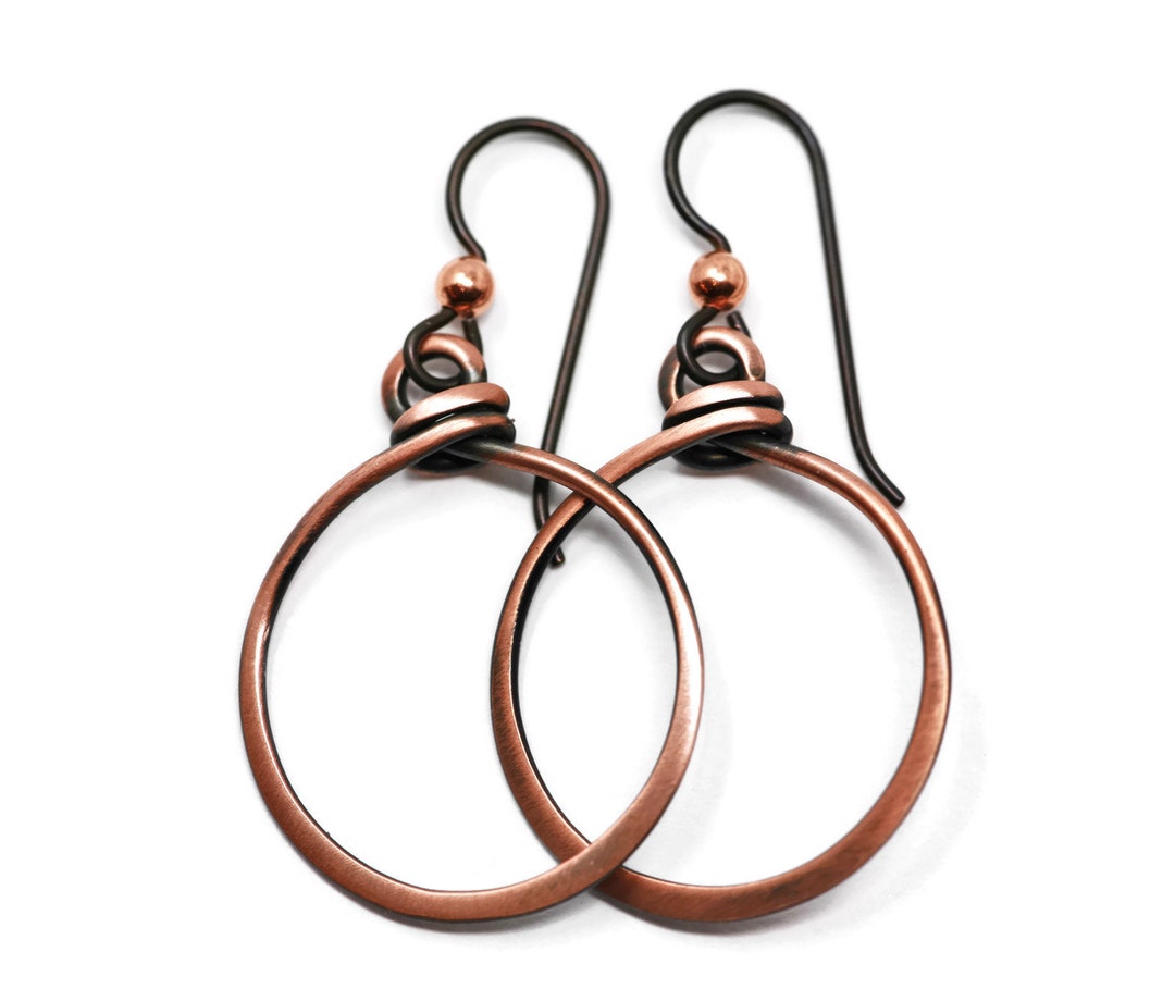 Antique Copper Hoop Earrings Three Diameters Hypoallergenic Niobium Etsy