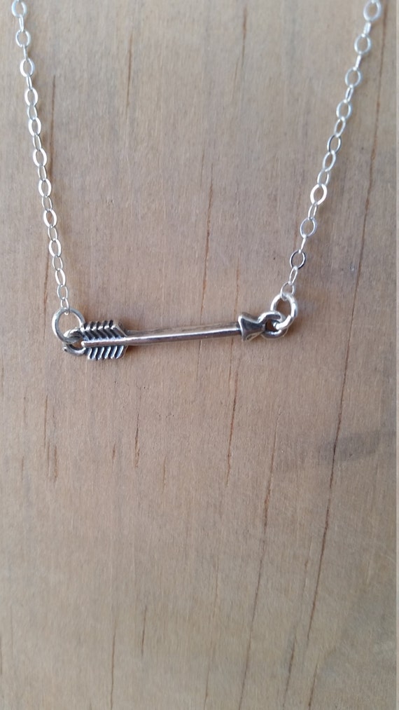 Tiny sterling silver arrow necklace | Etsy