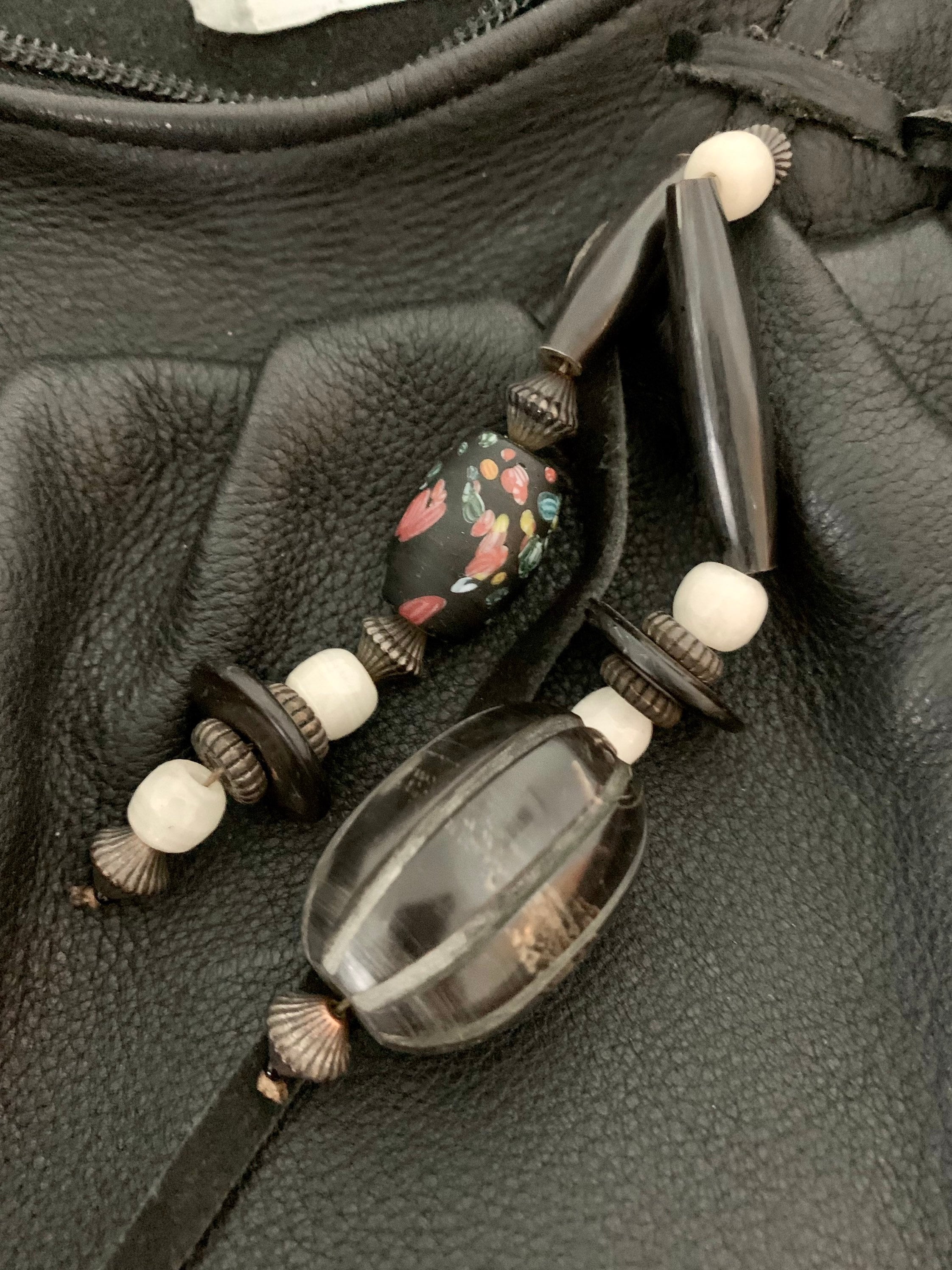 Erda-oversize Deerskin Black Leather Wearable Art Abstract Ruffle ...