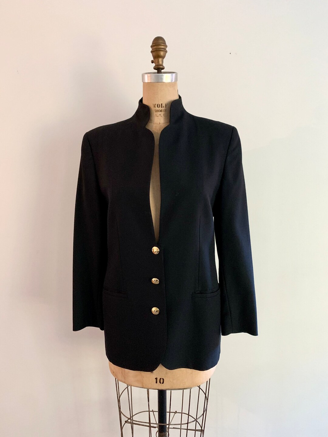 Genny Vintage 90s Black Wool 3 Button Blazer-size M (marked 38) - Etsy