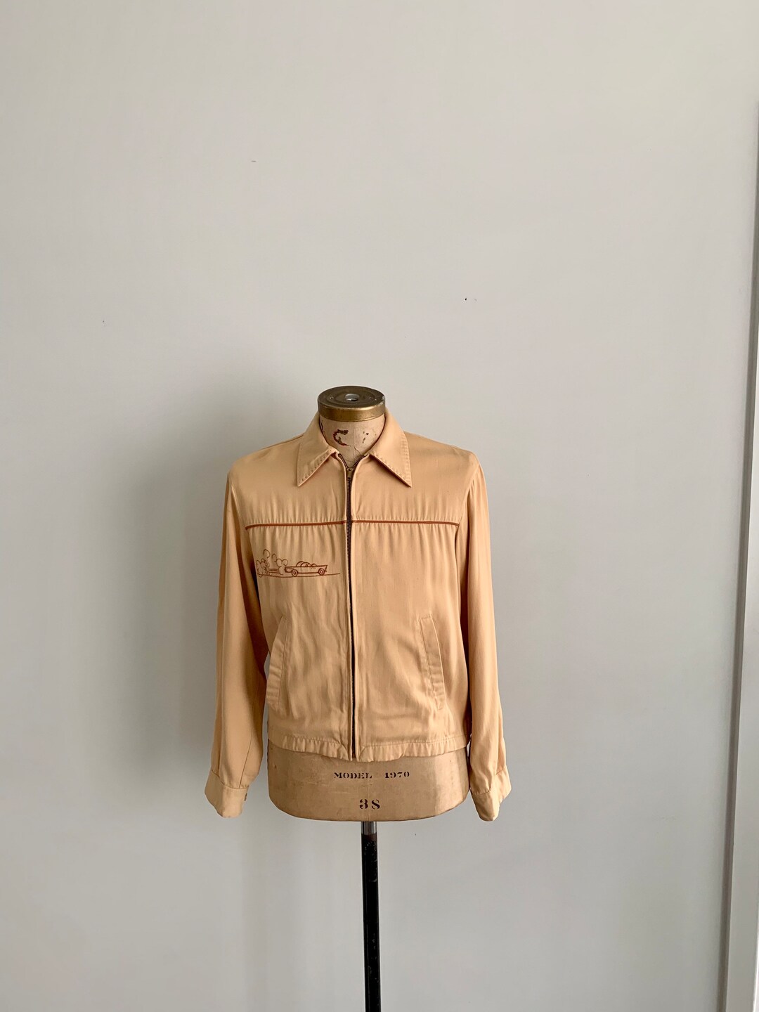 Authentic 1950s Rayon Airman Pale Yellow Jacket With Hot Rod - Etsy