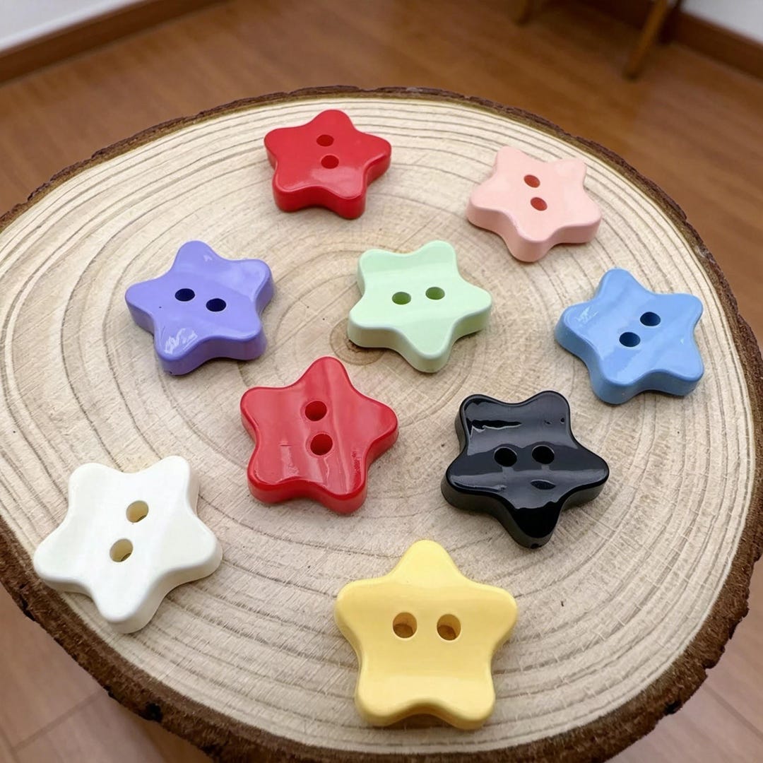 200 Pcs Colorful Star Shaped Buttons for Children's Clothes | Glossy 2 ...