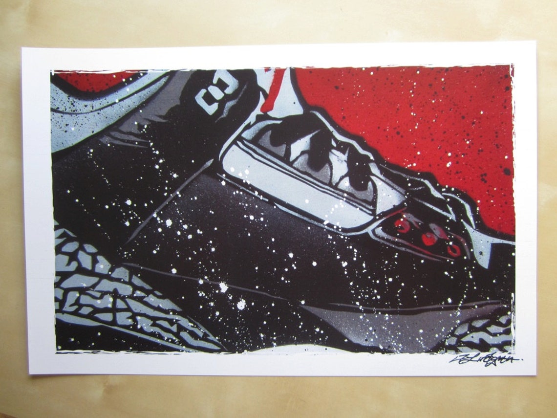 Air Jordan 3 Stencil Art Print - Etsy