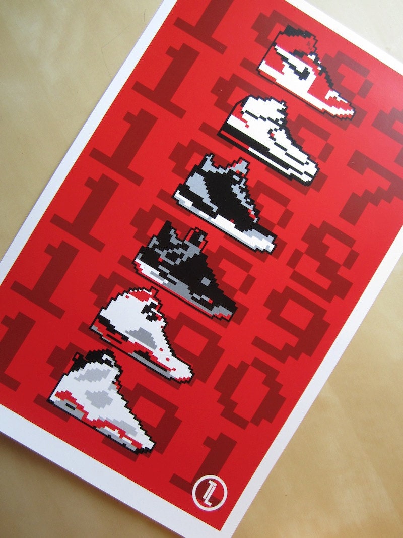 Air Jordan 8- Bit Sneaker Digital Print - Etsy