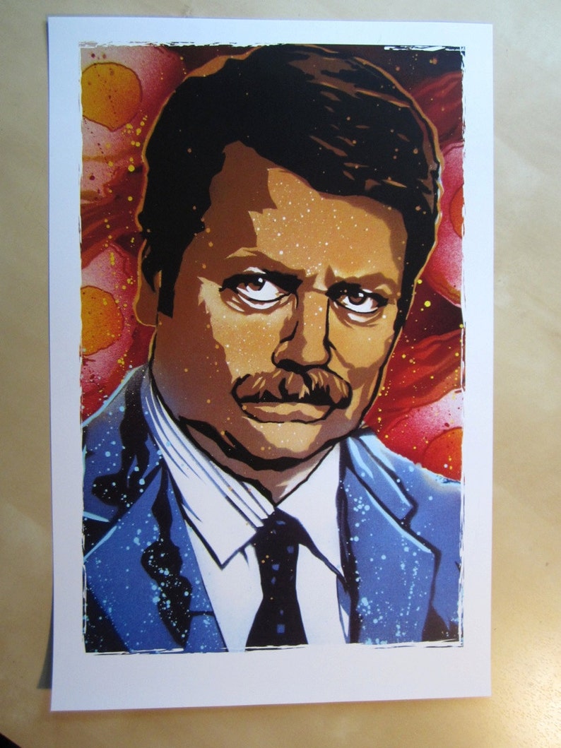 Ron Swanson Stencil Art Print - Etsy