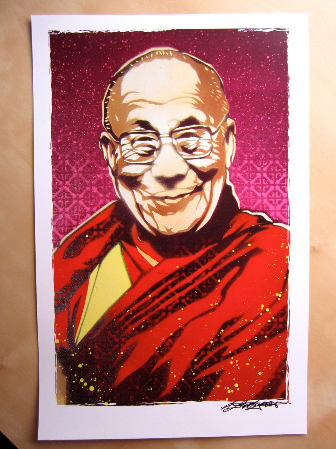 Dalai Lama Stencil Art Print - Etsy