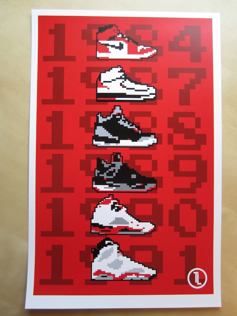 Air Jordan 8- Bit Sneaker Digital Print - Etsy