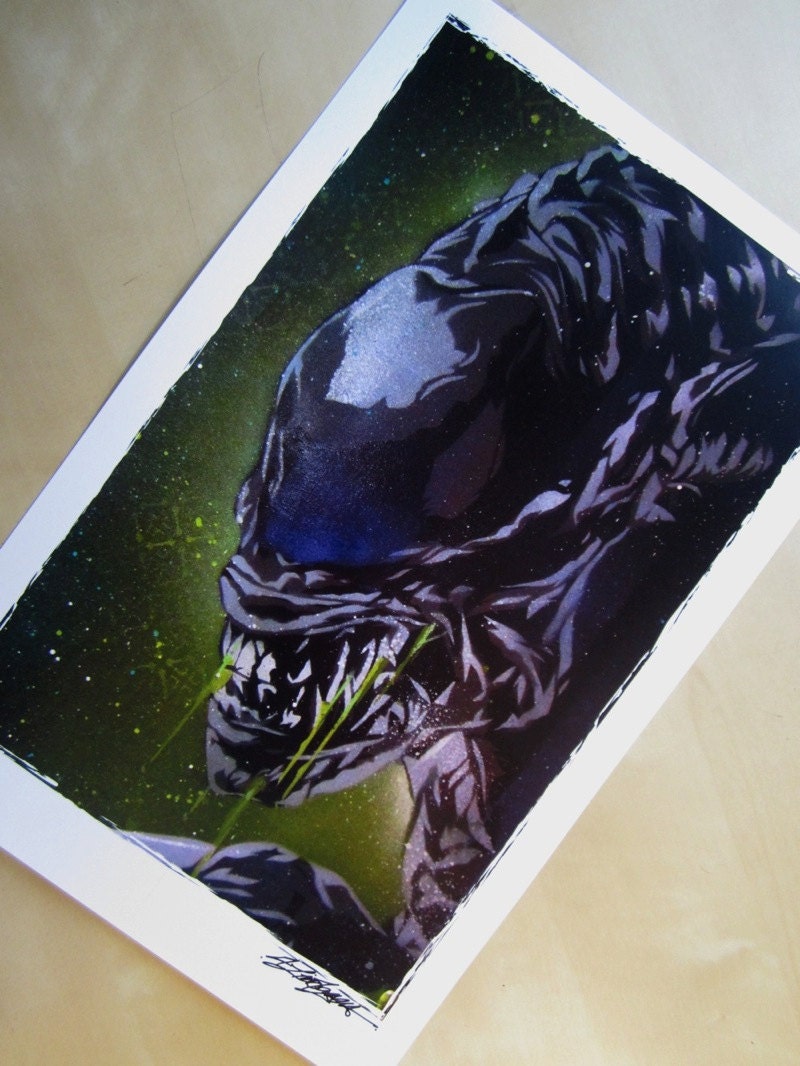 Alien Stencil Art Print - Etsy