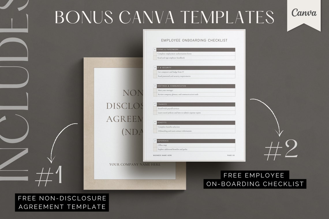 Employee Onboarding Template Canva Employee Handbook Packet - Etsy