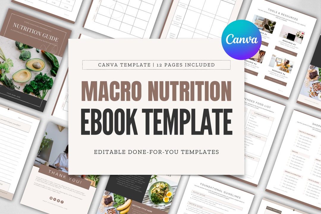 Macro Nutrition Ebook Canva Template: Health & Fitness Coaches (12-pages) - Etsy