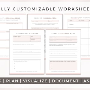 Coaching Worksheet Templates Editable Canva Forms Client Session Note ...