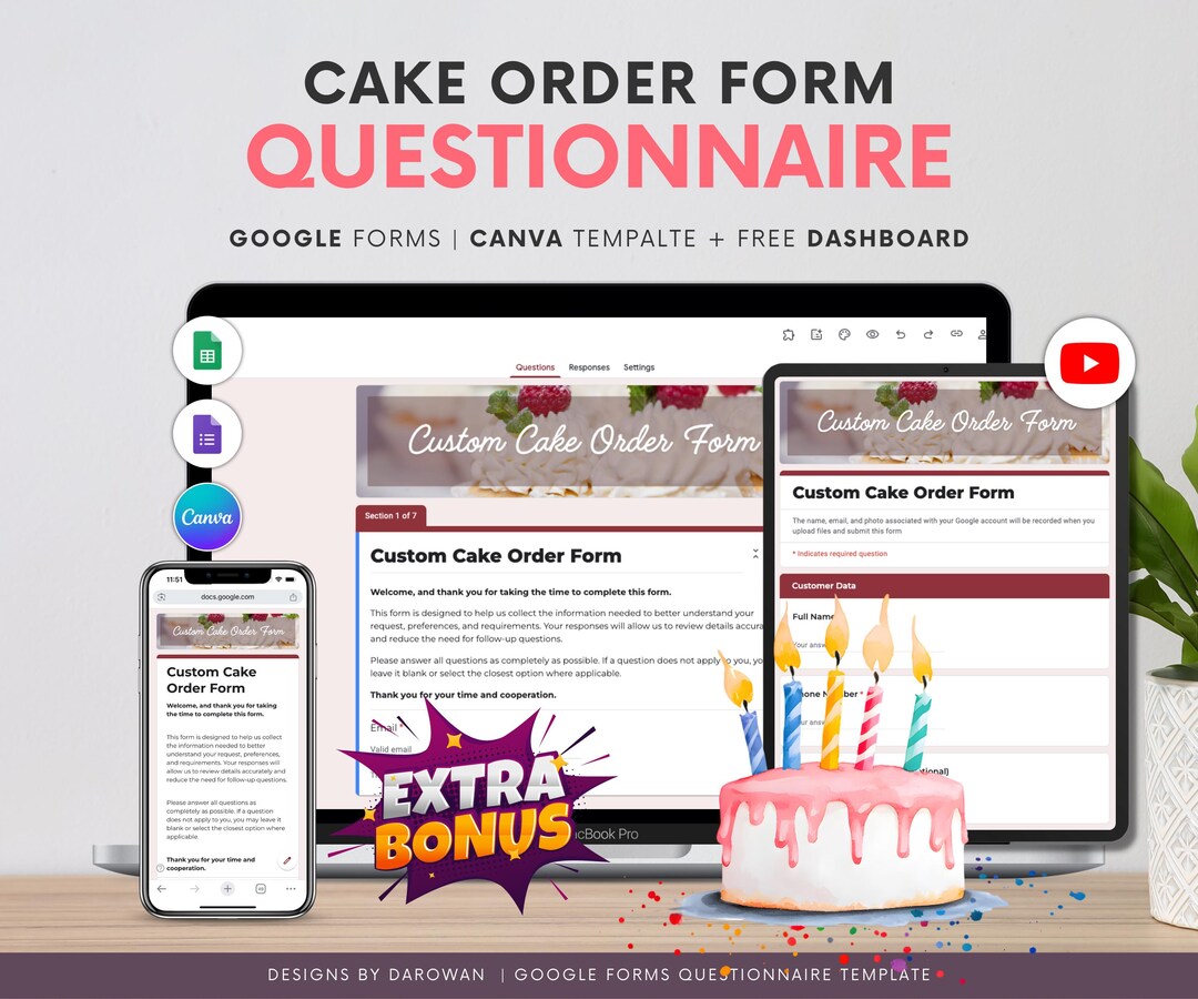 Cake Order Form Google Sheets | Bakery Customer Questionnaire Template ...