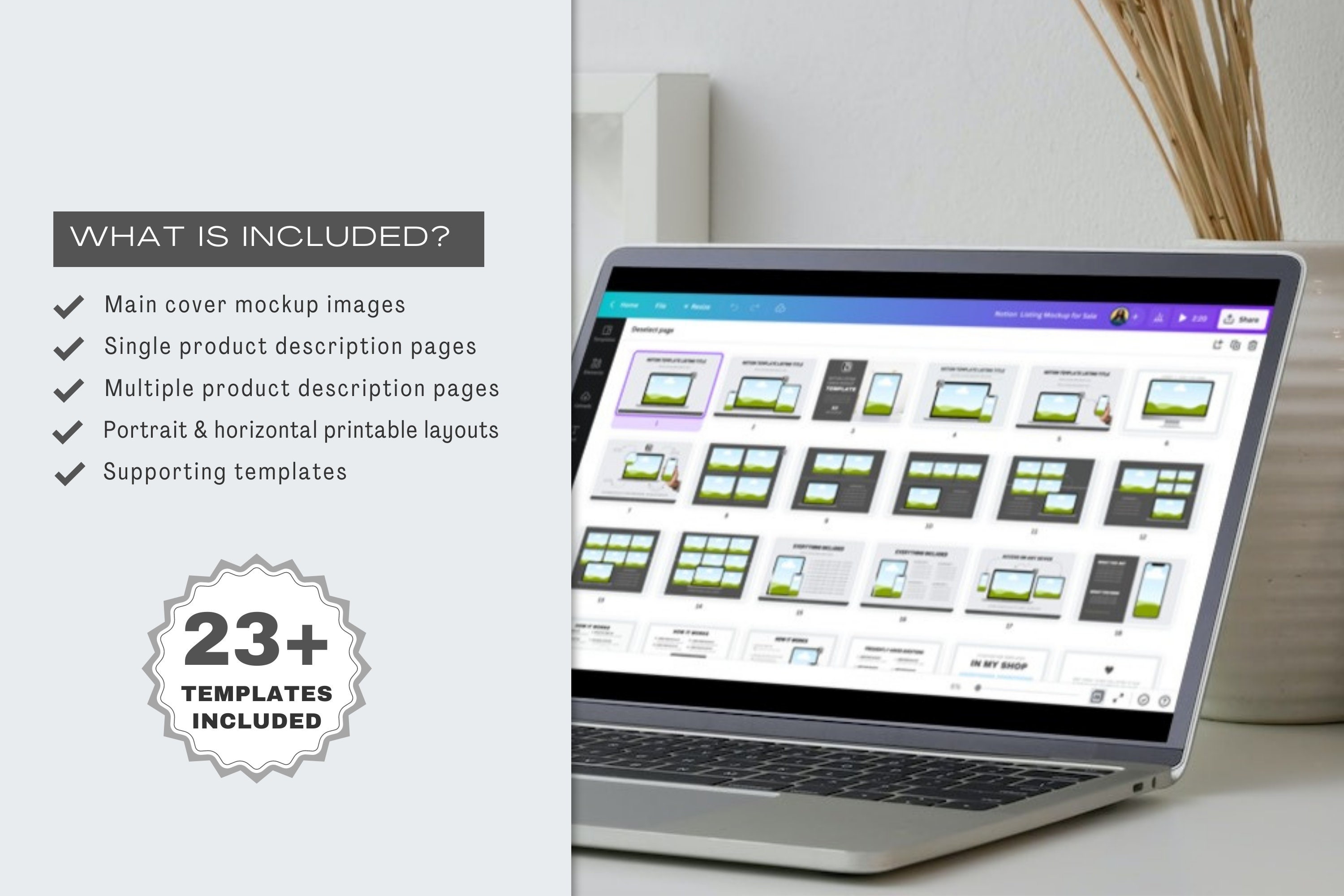 Notion Template Mockup Bundle: Canva Listing Mockups (24+ Templates) - Etsy