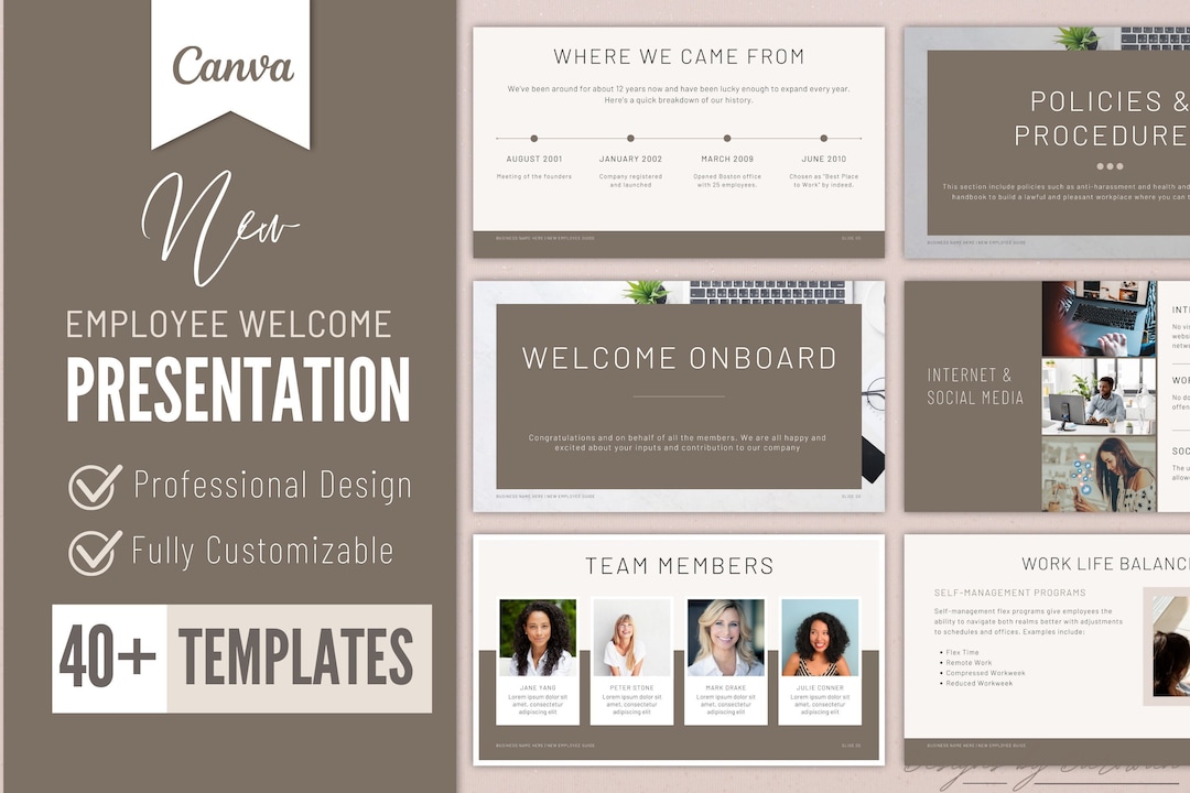 Employee Onboarding Presentation: Canva Welcome Template (40 Slides) - Etsy