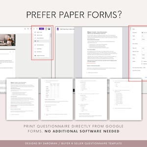Real Estate Buyer Seller Questionnaire: Google Forms Template (instant ...