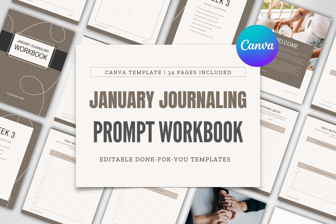 January Journaling Prompt Workbook: Canva Templates for Coaches ...