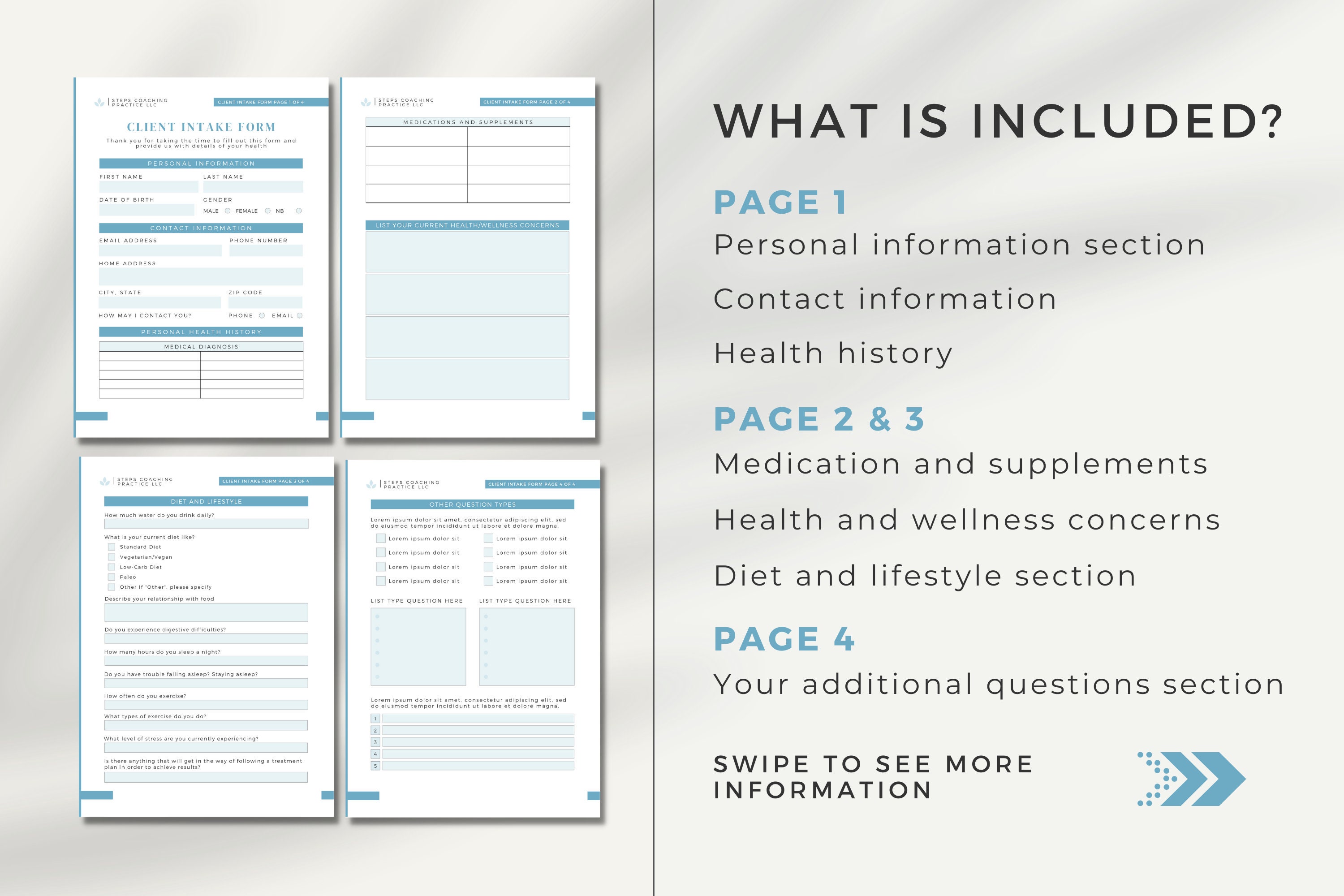 Client Intake Form Canva Template Health Coach Forms - Etsy