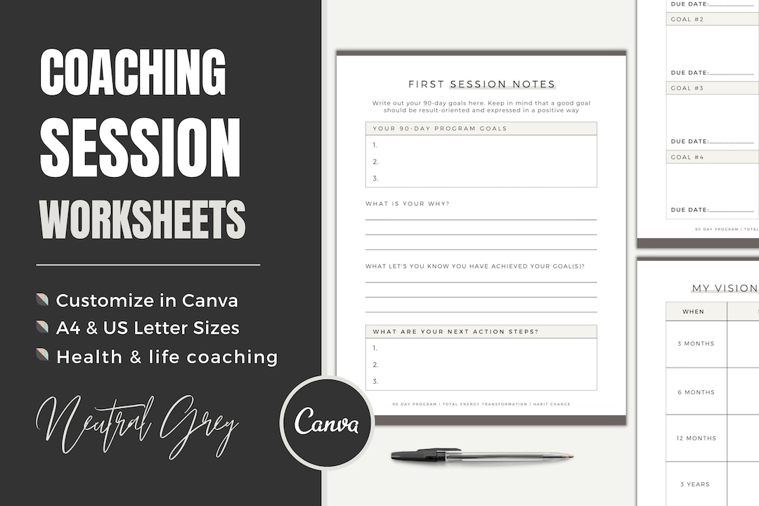 Coaching Worksheet Templates Editable Canva Forms Client Session Note ...