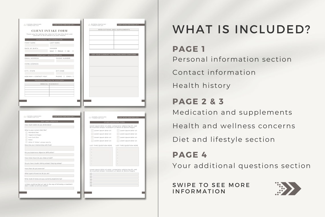 Client Intake Form Canva Template: Health & Wellness Coaching (digital ...