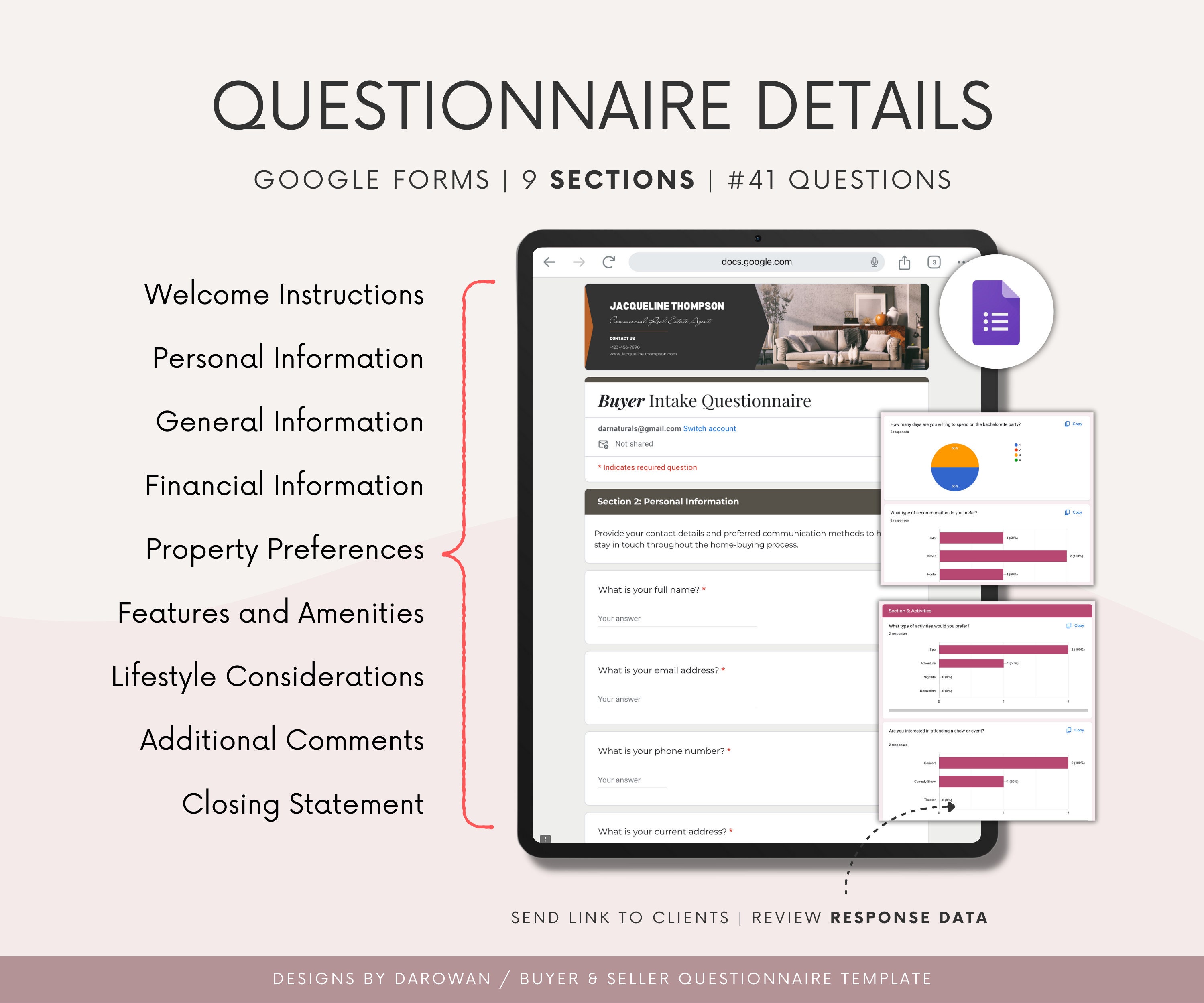 Real Estate Buyer Seller Questionnaire: Google Forms Template (instant ...