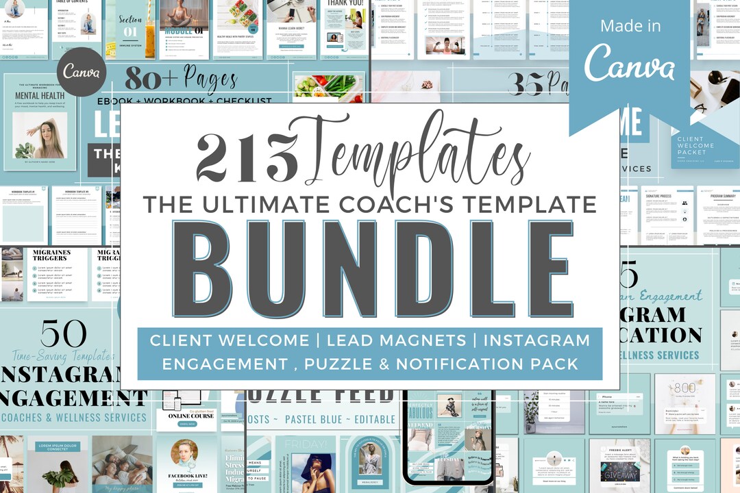 Coaches Template Bundle for Canva Client Welcome Packet Wellness Ebook ...