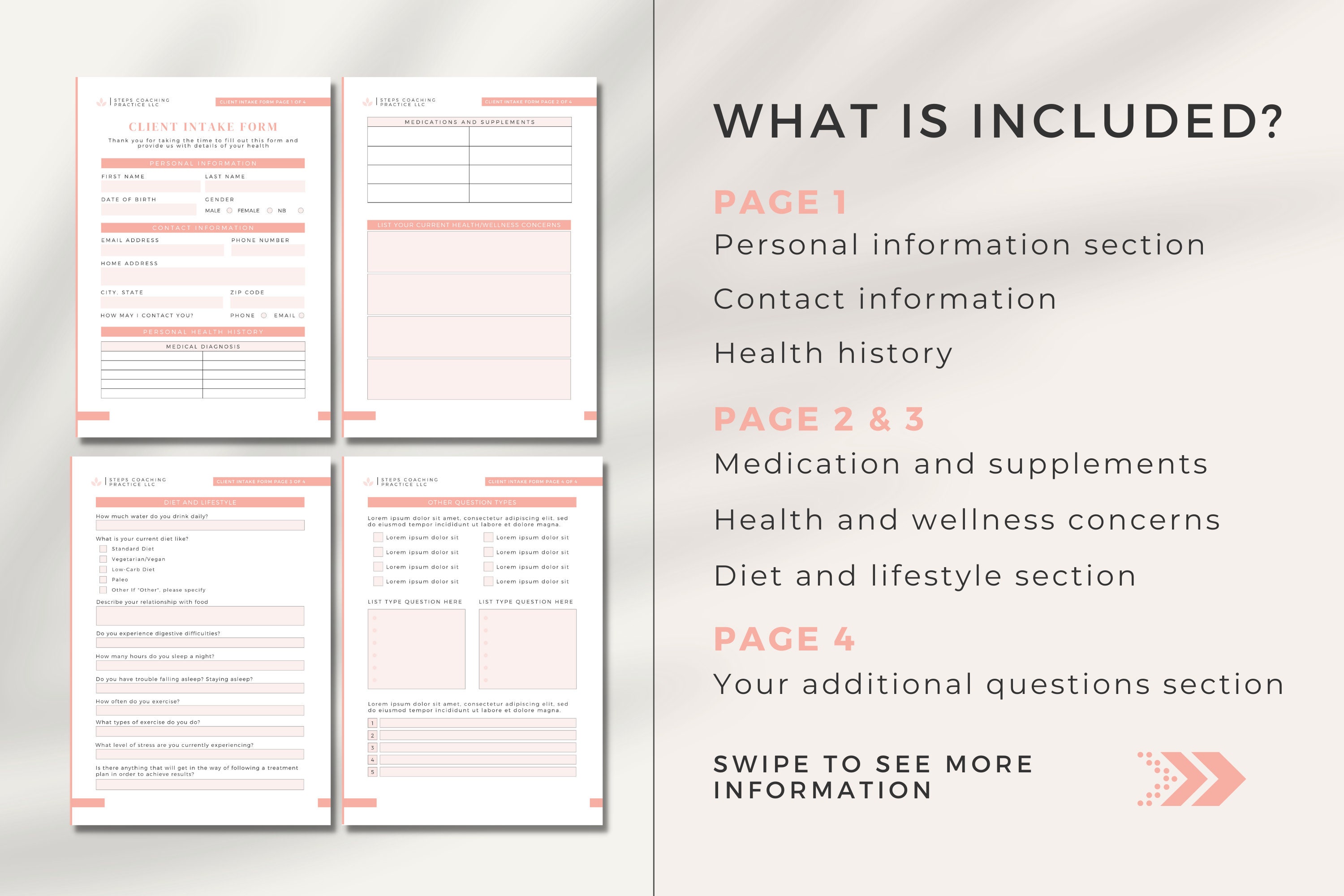 Client Intake Form Canva Template: Health & Wellness Coaching (digital ...