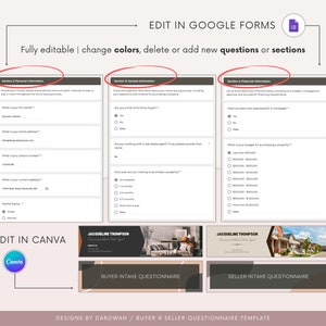 Real Estate Buyer Seller Questionnaire: Google Forms Template (instant ...