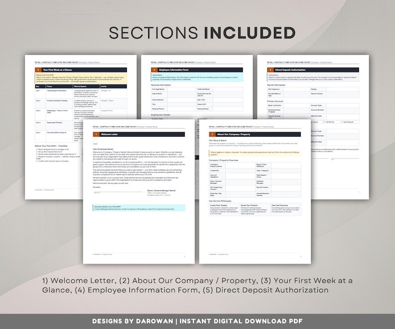 Retail and Hospitality Employee Welcome Packet | New Hire Onboarding ...
