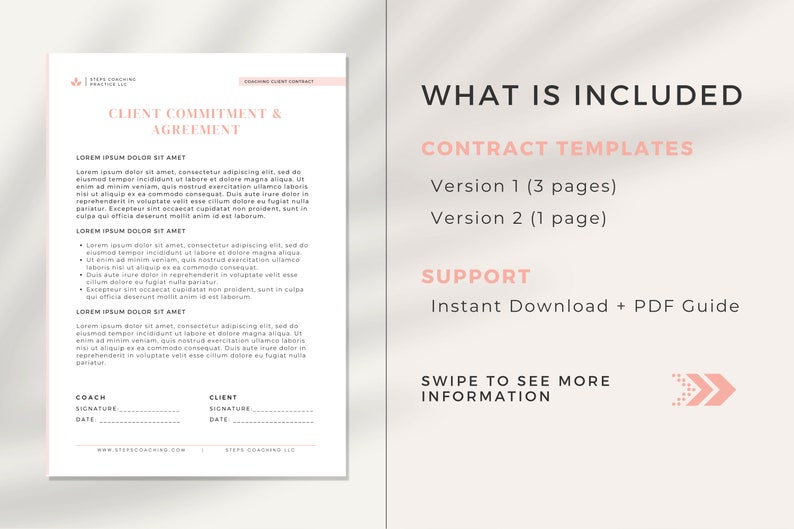 Client Contract Template for Canva Printable Contract - Etsy