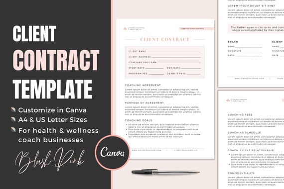 Client Contract Template for Canva Printable Contract - Etsy