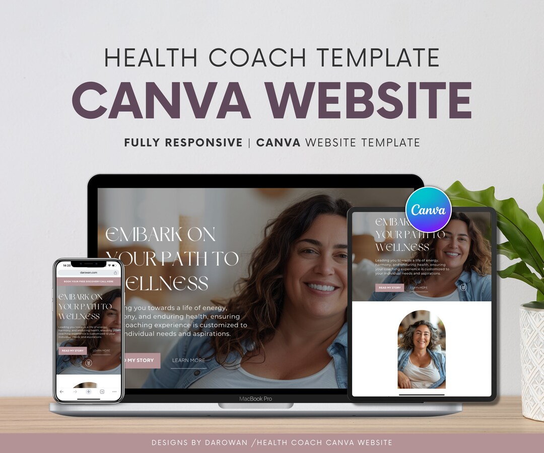 Health Coach Website Canva Template: Responsive Coaching Webpage - Etsy