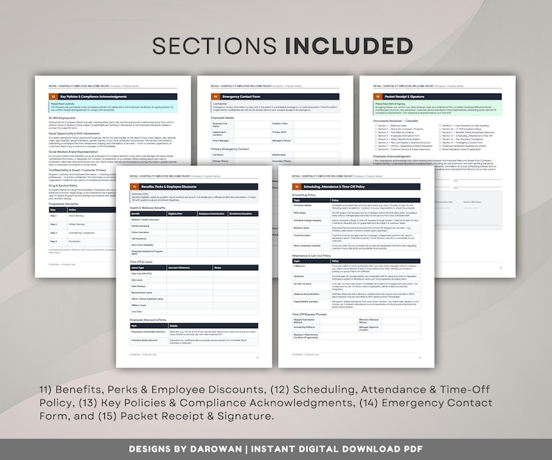 Retail and Hospitality Employee Welcome Packet | New Hire Onboarding ...