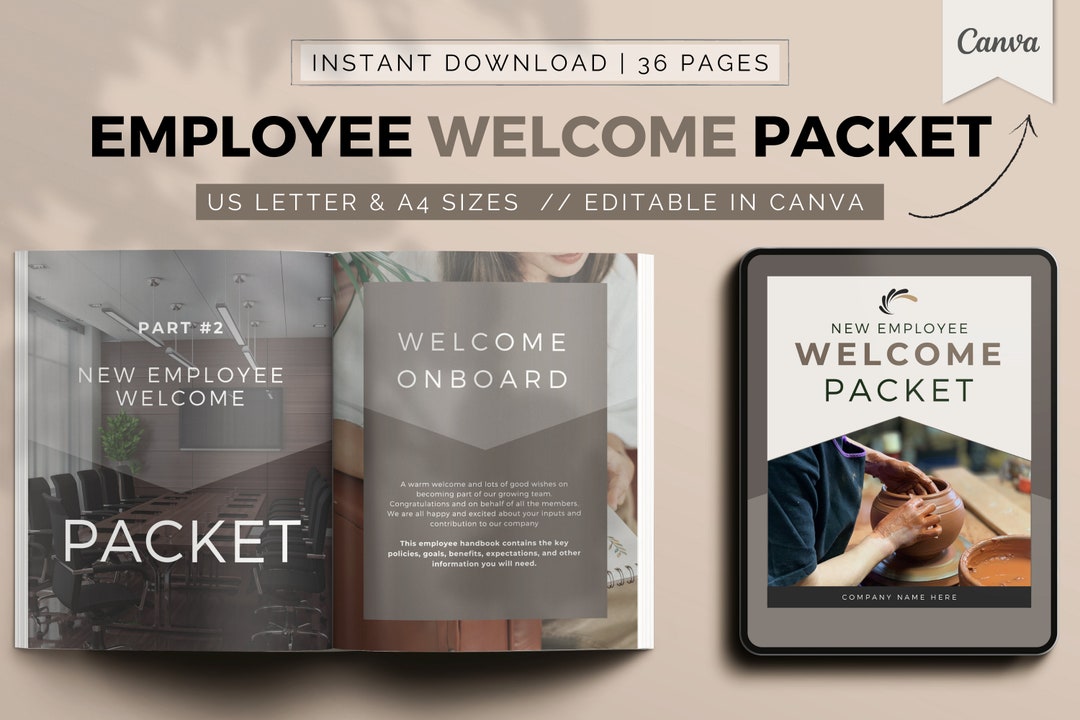 Employee Onboarding Template: Canva Welcome Packet & Checklist (digital ...