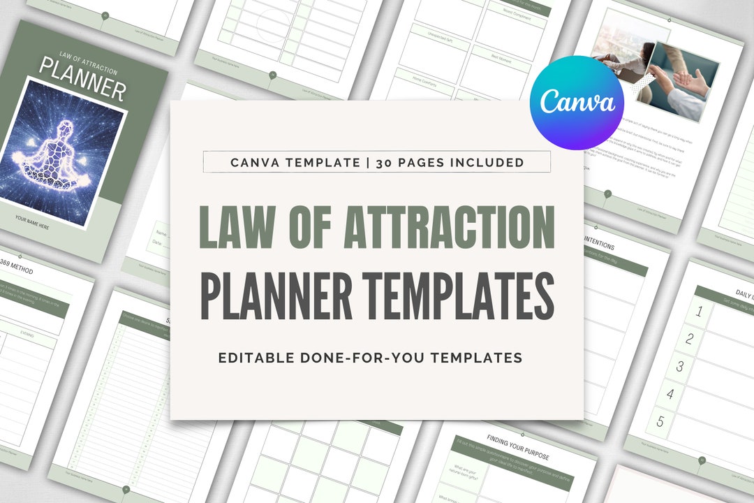 Law of Attraction Planner | Canva Templates | Law of Attraction Coaches ...