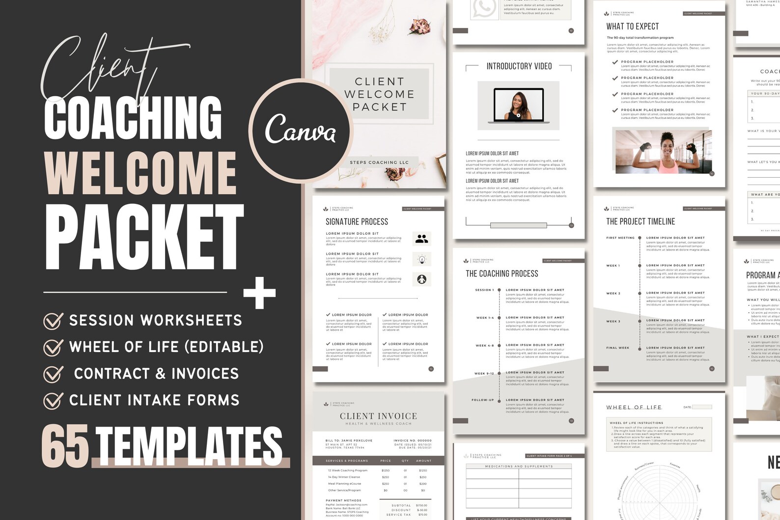 Coaching Client Welcome Packet Kit Client Onboarding Canva - Etsy