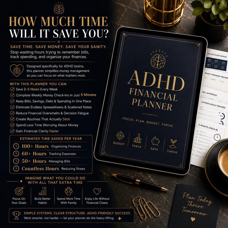 ADHD Financial Planner, Money Tracker, Budget Organizer (digital ...
