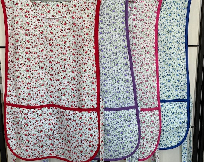 Classic Vintage Mini Rose Cobbler Smock Style Lightweight Cotton Apron ...