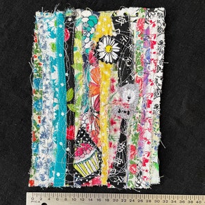 Abstract Fabric Scraps Textile Art Collage - Wall or Tabletop Art ...