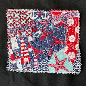 Abstract Cotton Fabric Scrap Patch Textile Art Collage/unique Fabric ...