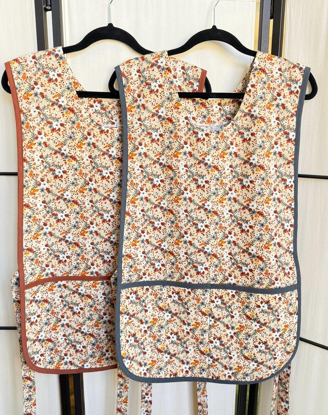 Autumn Inspired Vintage Floral Smock Style Cotton Apron With Two Lined ...