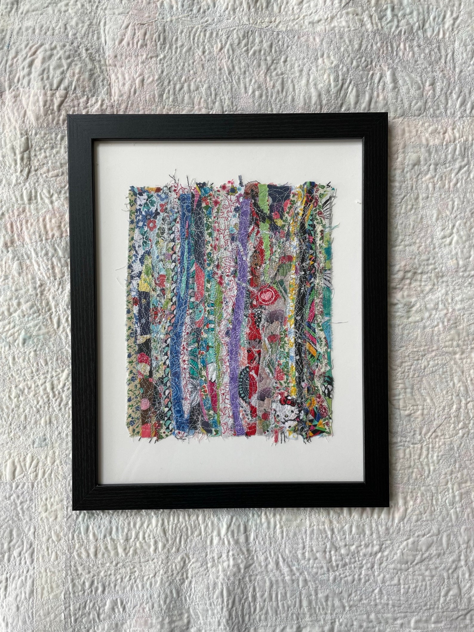 Abstract Fabric Scraps Textile Art Collage Wall or Tabletop - Etsy